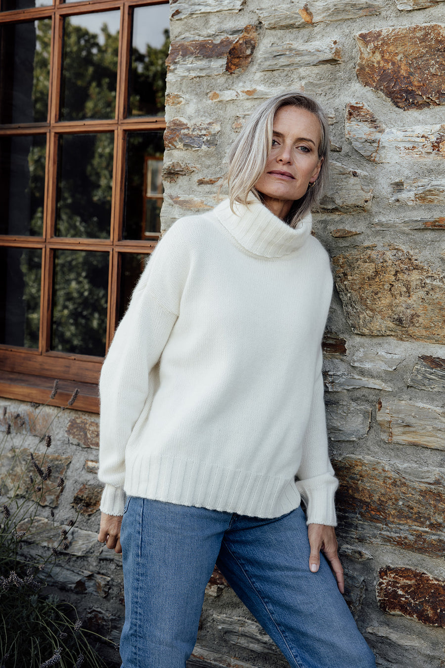 The Connie Merino Angora Polo Neck - Natural – Perriam